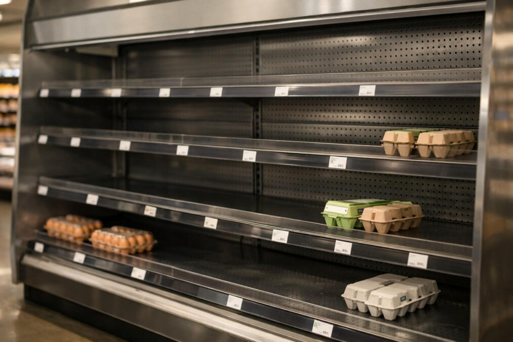 Eier knapp im Supermarkt: Leere Regale und steigende Preise