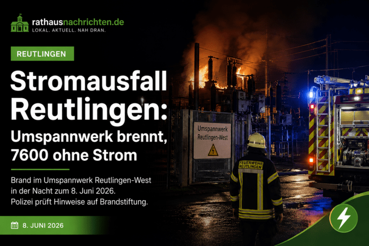 Stromausfall Reutlingen: Umspannwerk brennt, 7600 ohne Strom